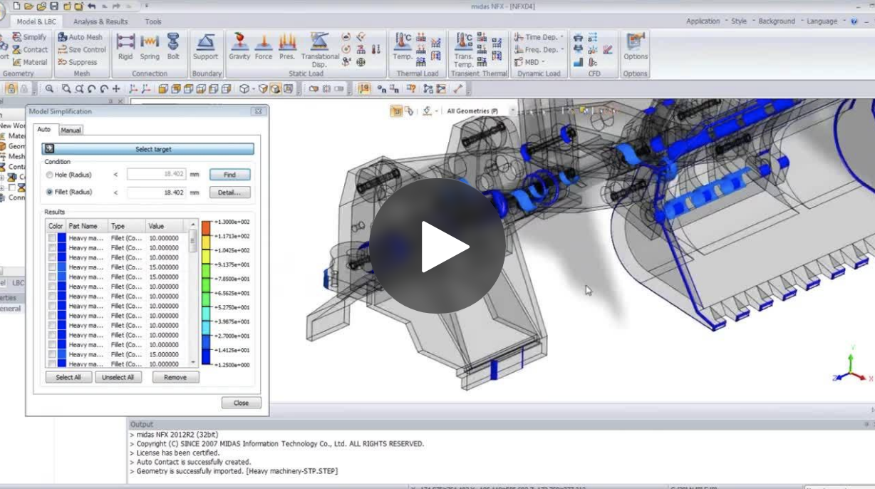 Midas NFX: Heavy equipment analysis tutorial on midas NFX mechanical CAE solution